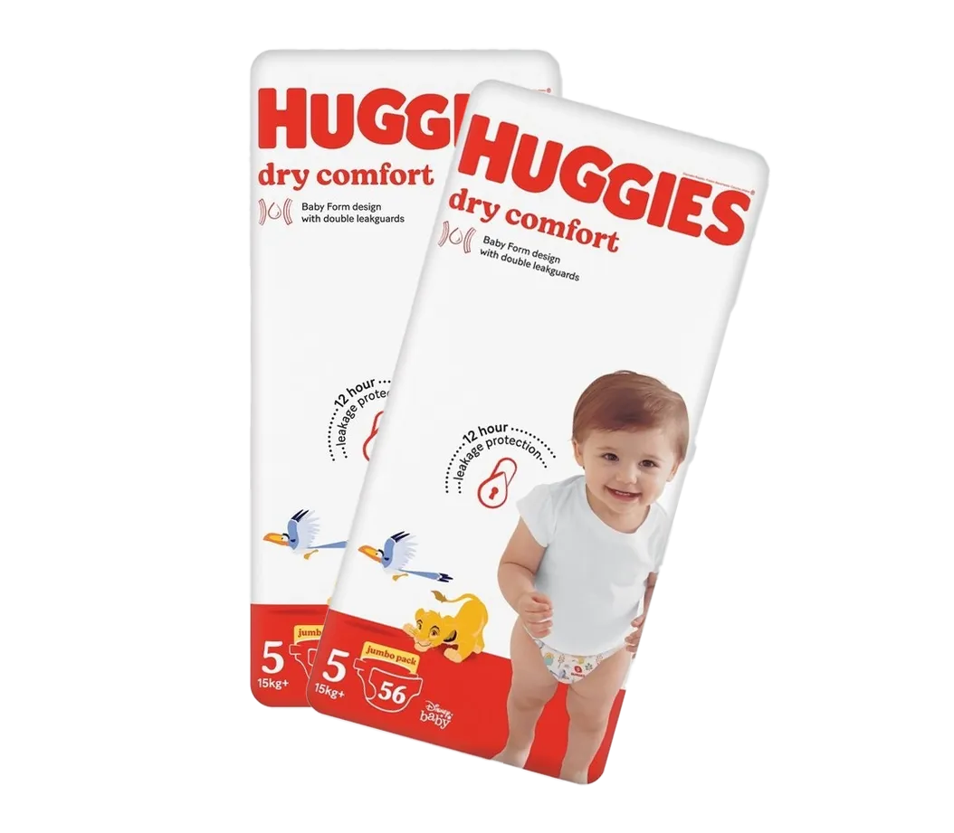 2x Huggies Dry Comfort Jumbo Pack 56'S Number 5 – Googro